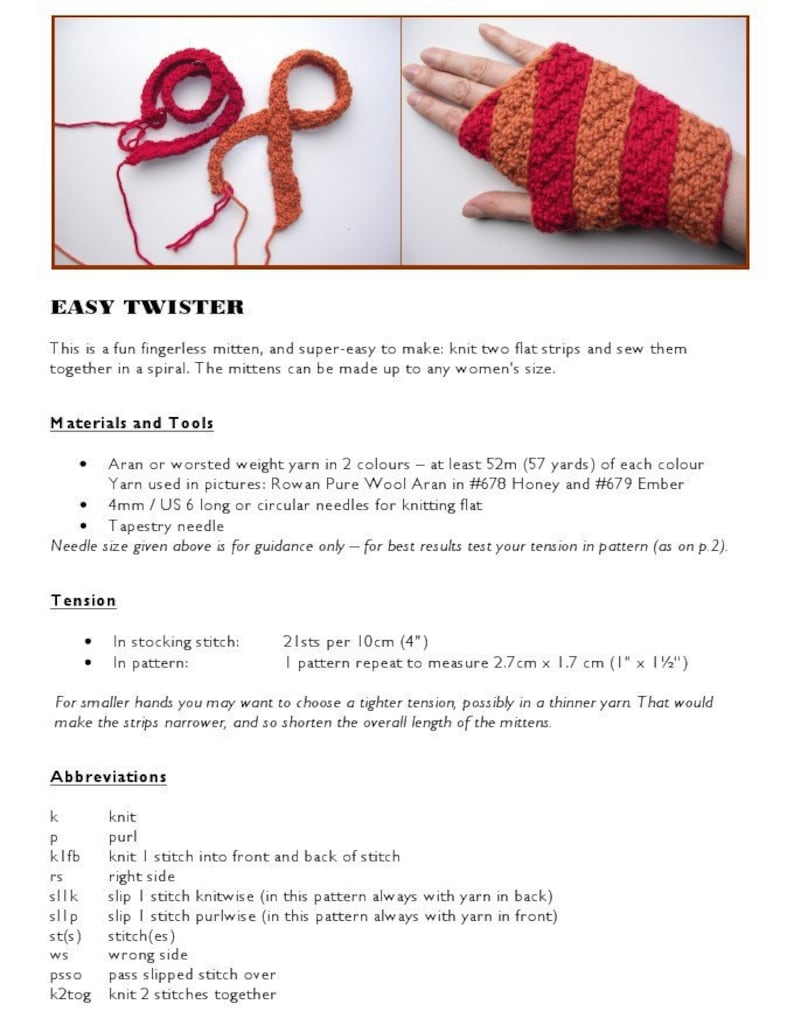 Easy Twister (PDF Knitting Pattern) - Etsy