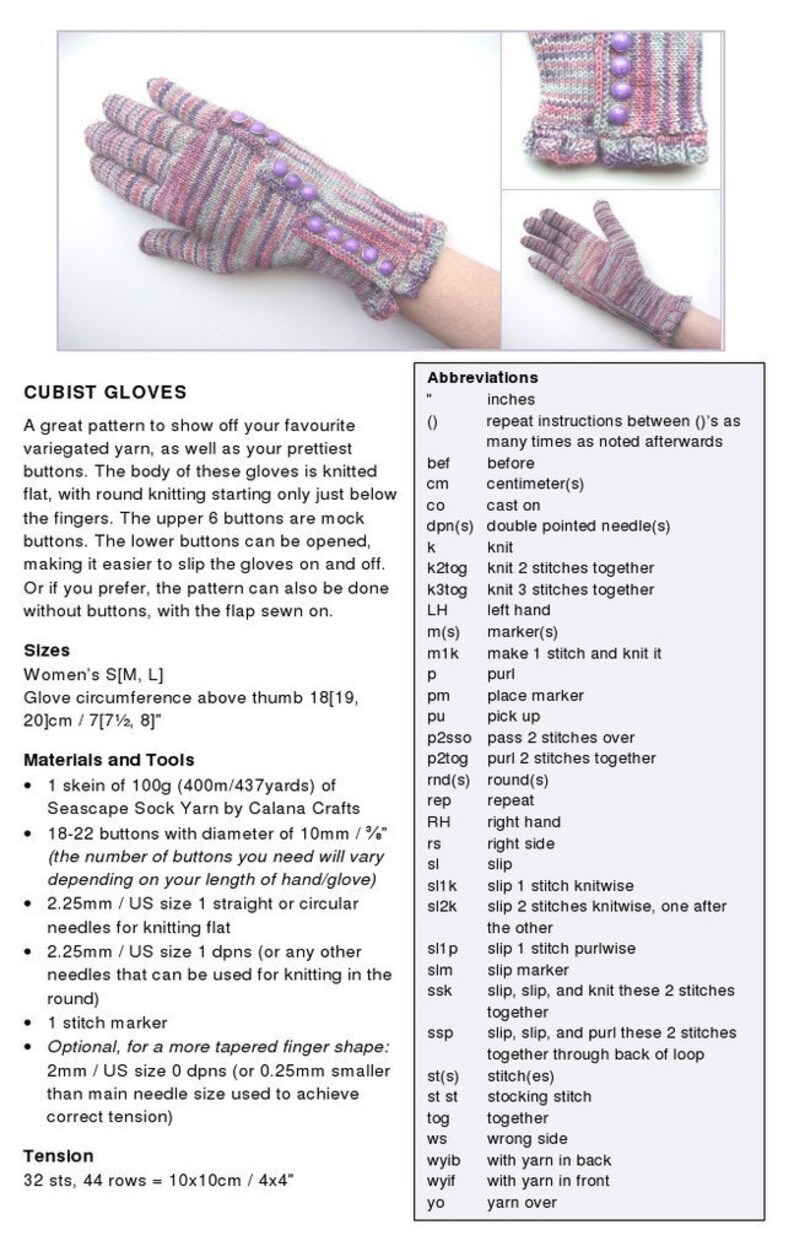 Cubist Gloves (PDF Knitting Pattern) - Etsy