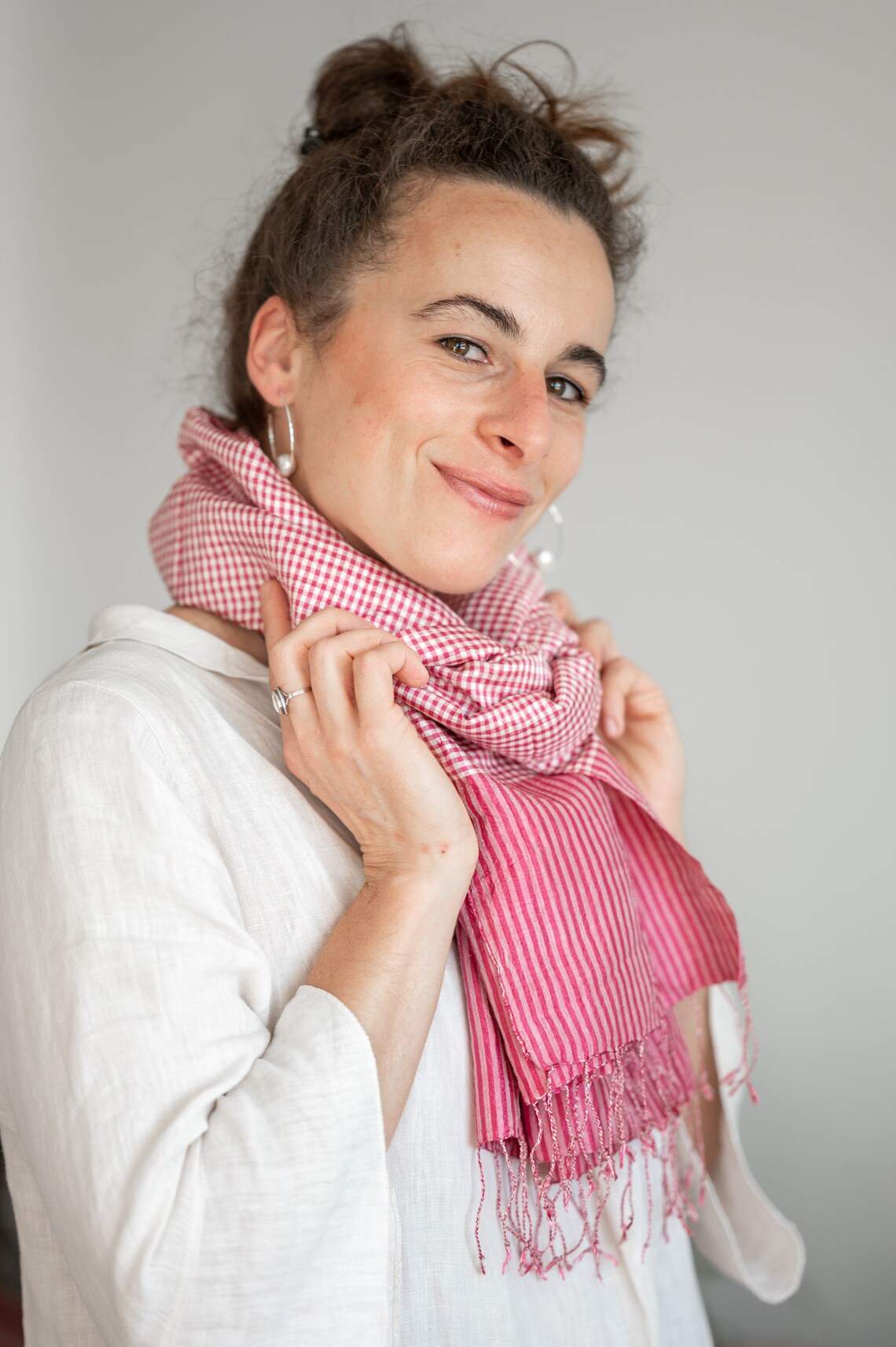 The Traditional Khmer Krama in Red – Scarf Made of 100% Naturally Dyed ...
