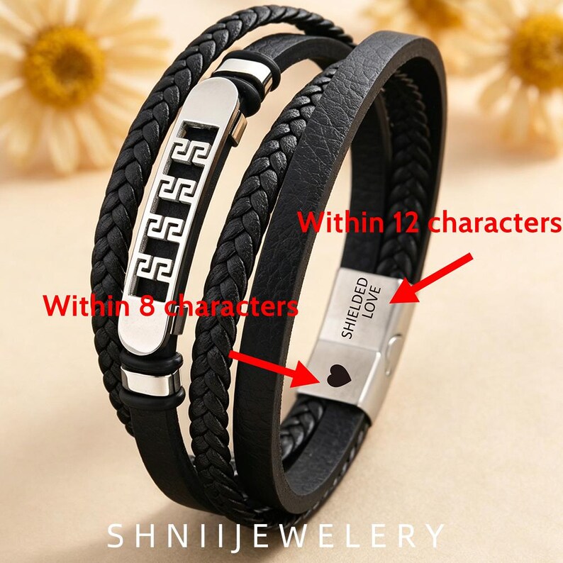 To My Son Personalized Great Wall Leather Bracelet, Custom Engraved ...