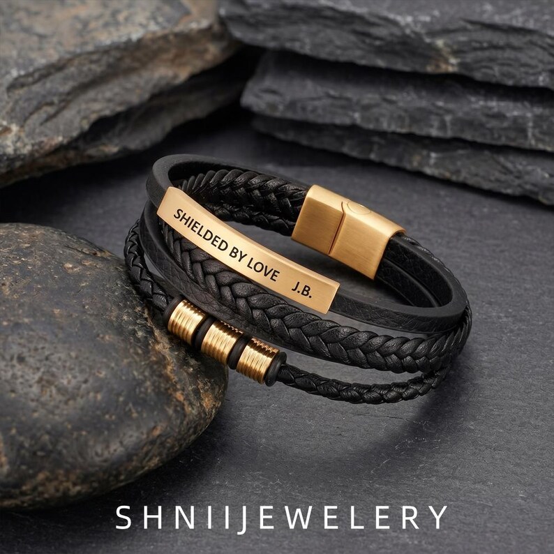 To My Son Multi-color Beaded Leather Personalized Engraved Christmas ...