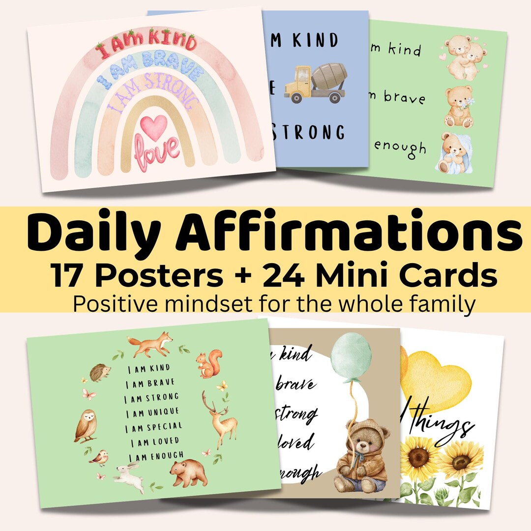 Daily Affirmation Posters for Kids & Adults | Positive Mindset Wall Art ...