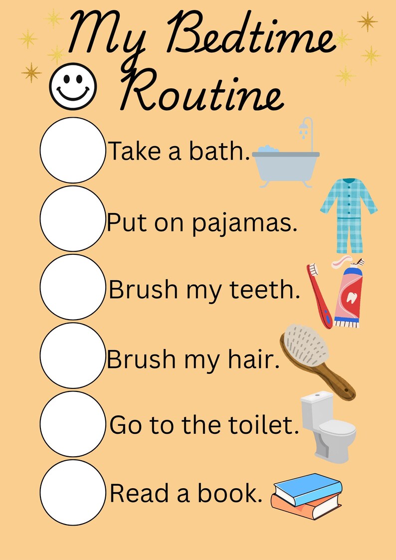 Bedtime Routine Chart | Printable Display | Toddler Preschooler Child ...