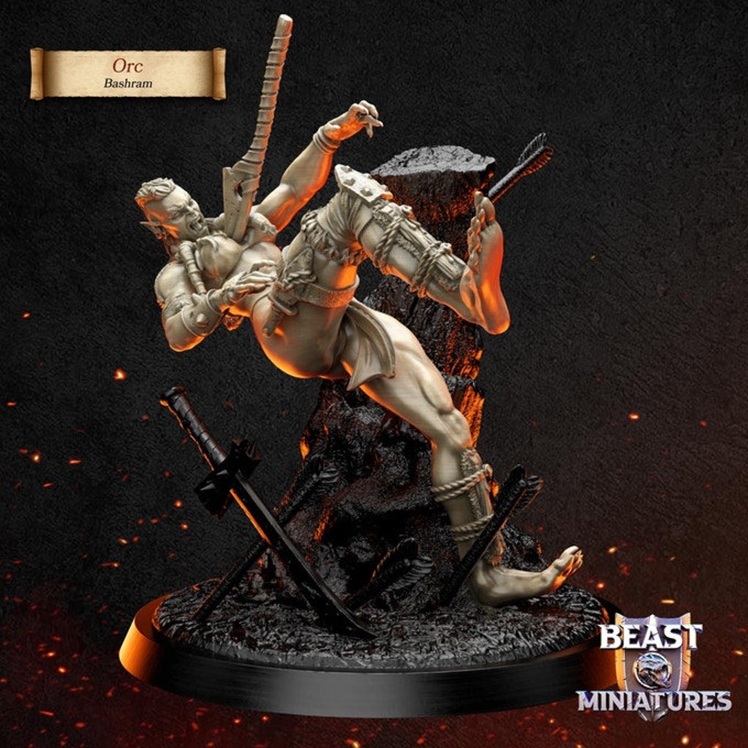 75mm Fantasy Miniature Female Orc 1 Topless 3d Resin Printed - Etsy