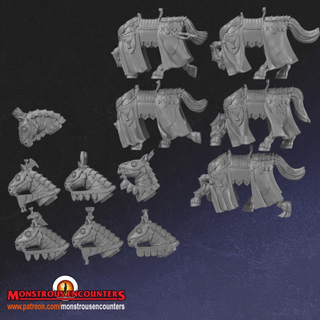 28mm Fantasy Miniature Horses Set2 3d Resin Printed - Etsy