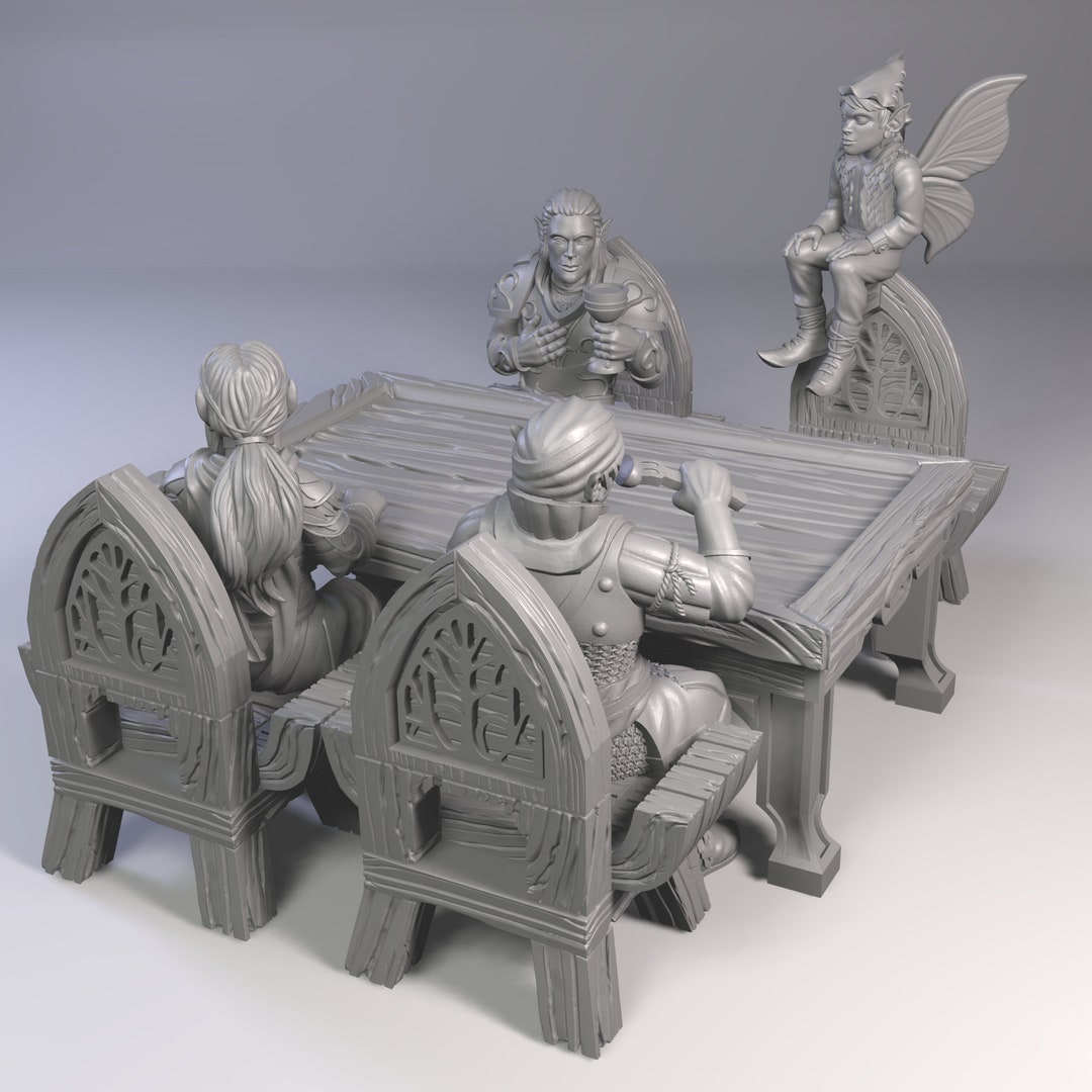 28mm Fantasy Miniature Set of Elf Characters at the Inn 3d Resin ...