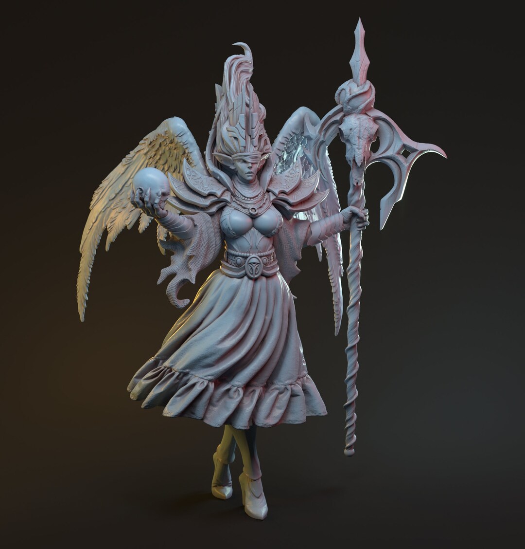 75mm Fantasy Miniature Winged Protector 3d Resin Printed - Etsy