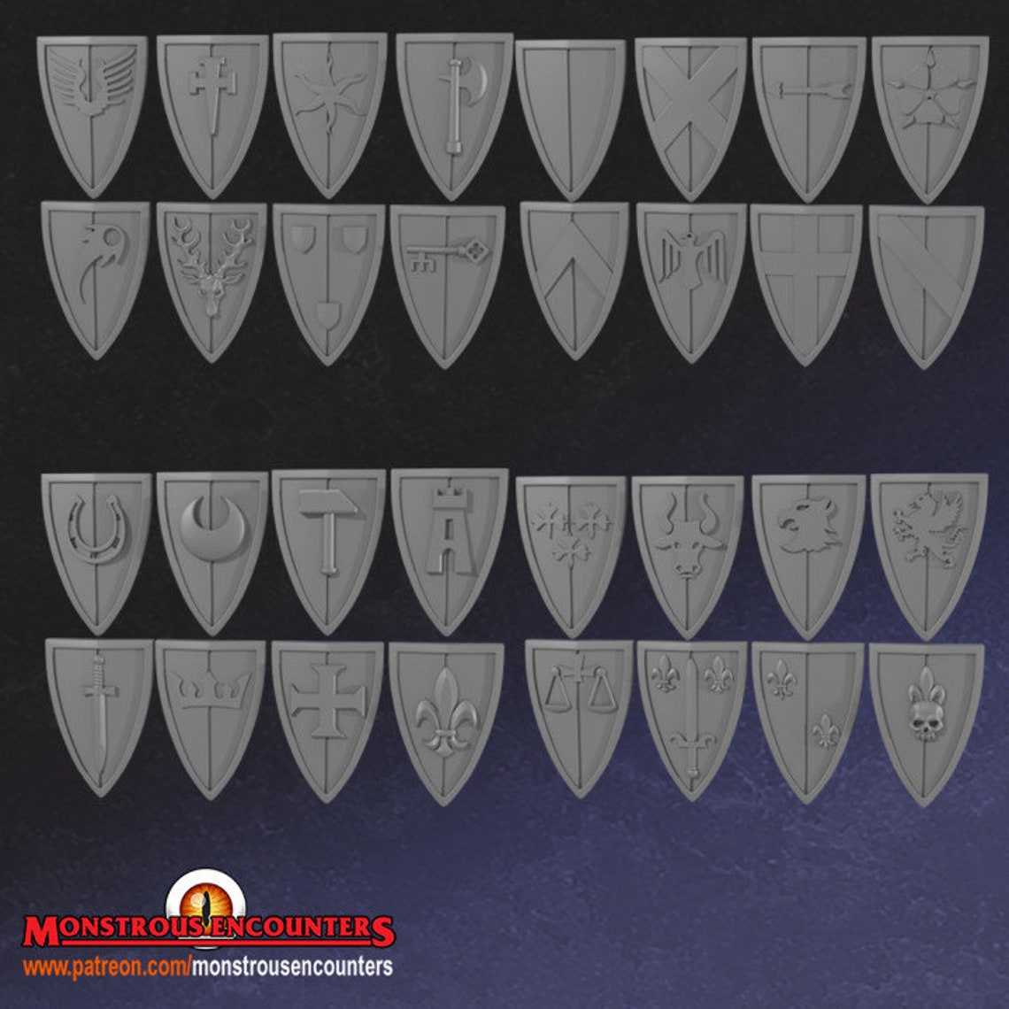 28mm Fantasy Miniature Shields 32 Items Set 3d Resin Printed - Etsy