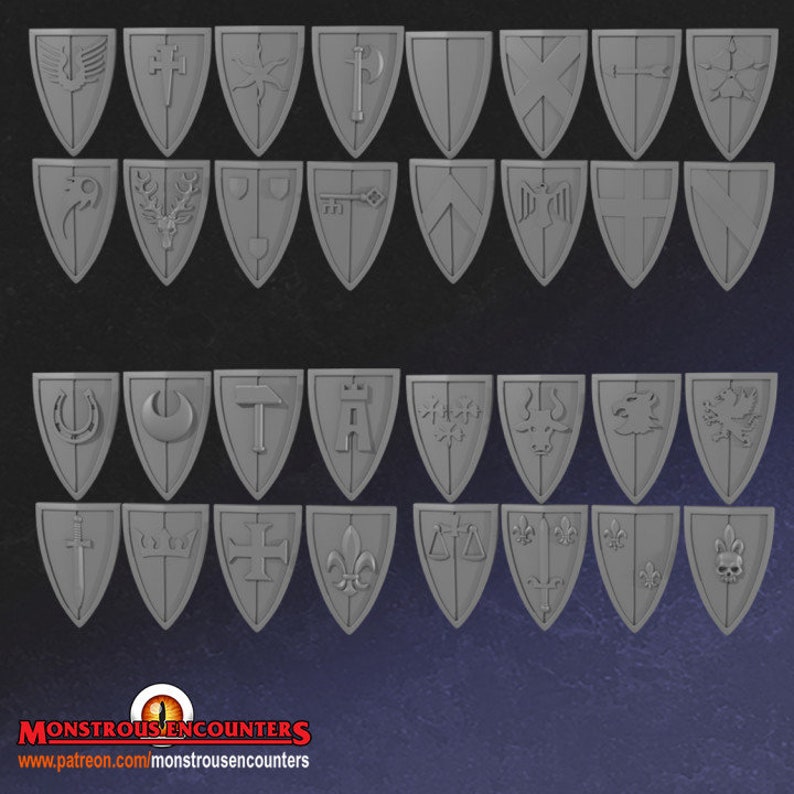 28mm Fantasy Miniature Shields 32 Items Set 3d Resin Printed - Etsy
