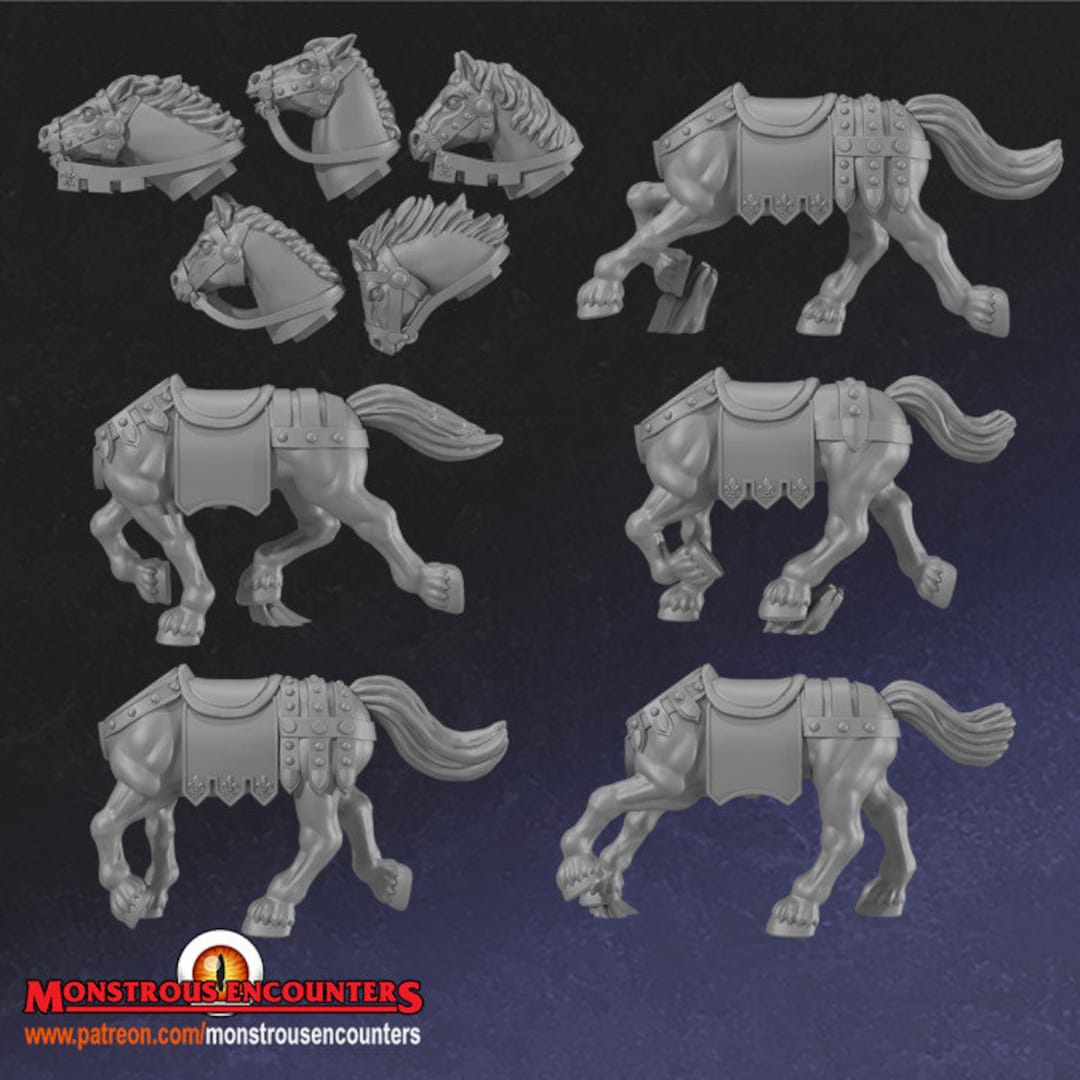 28mm Fantasy Miniature Horses Set1 3d Resin Printed - Etsy