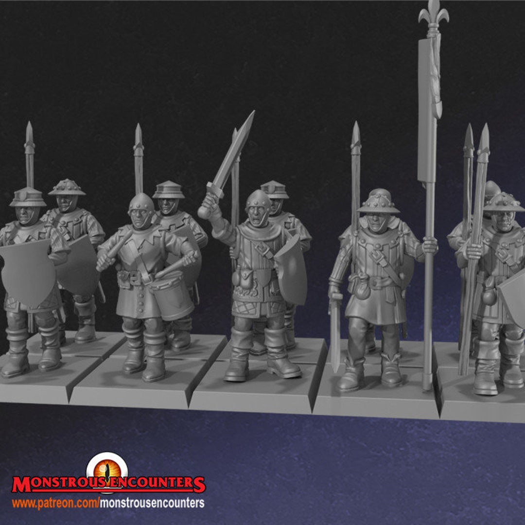 28mm Fantasy Miniature Men at Arms Set 3d Resin Printed - Etsy