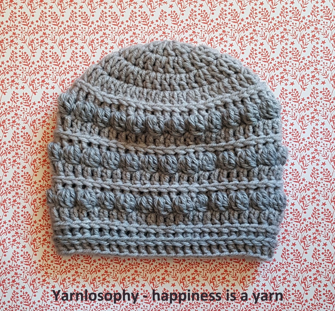 Crochet Hat Pattern Two Tone Grey Beanie Pattern - Etsy