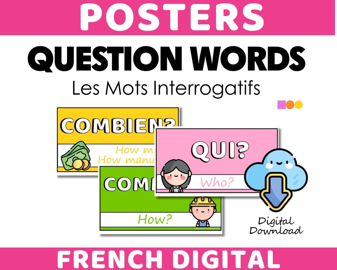 French Question Words Printable Posters for French Teachers Bulletin ...