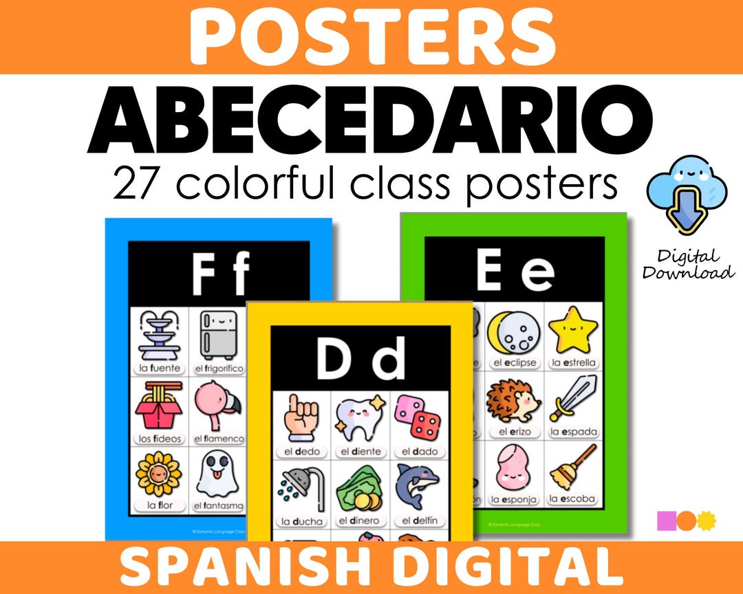 Spanish Alphabet Posters Set for Spanish Classrooms - Letras Abecedario ...