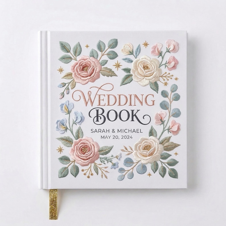 Floral Wedding Guest Book, Custom Vow Book, Boho Keepsake Album,uv ...