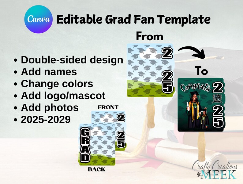 Personalized Double-sided Graduation Fan Template (2025-2029) - Etsy