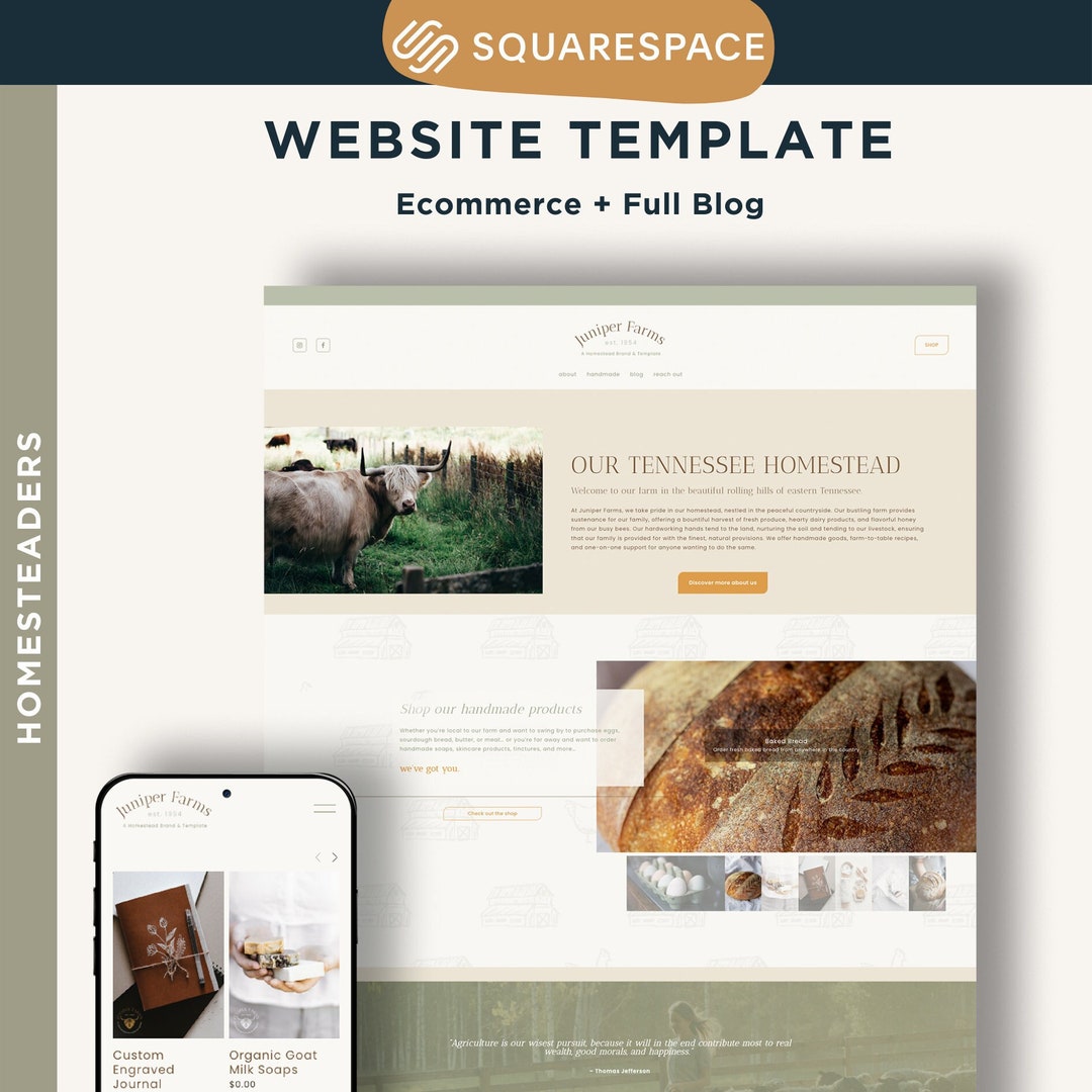 Homesteaders Website Template (squarespace) - Etsy