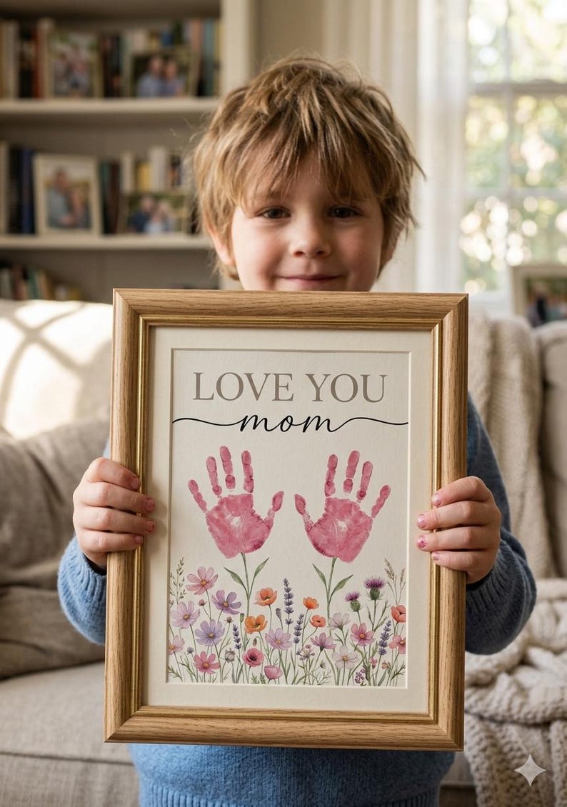 Flower Handprint Craft Art, Printable | Mothers Day, for Mom or Grandma ...