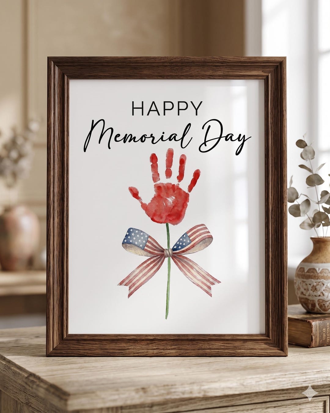 Happy Memorial Day Handprint Printable, Patriotic Kids Craft, USA Flag ...