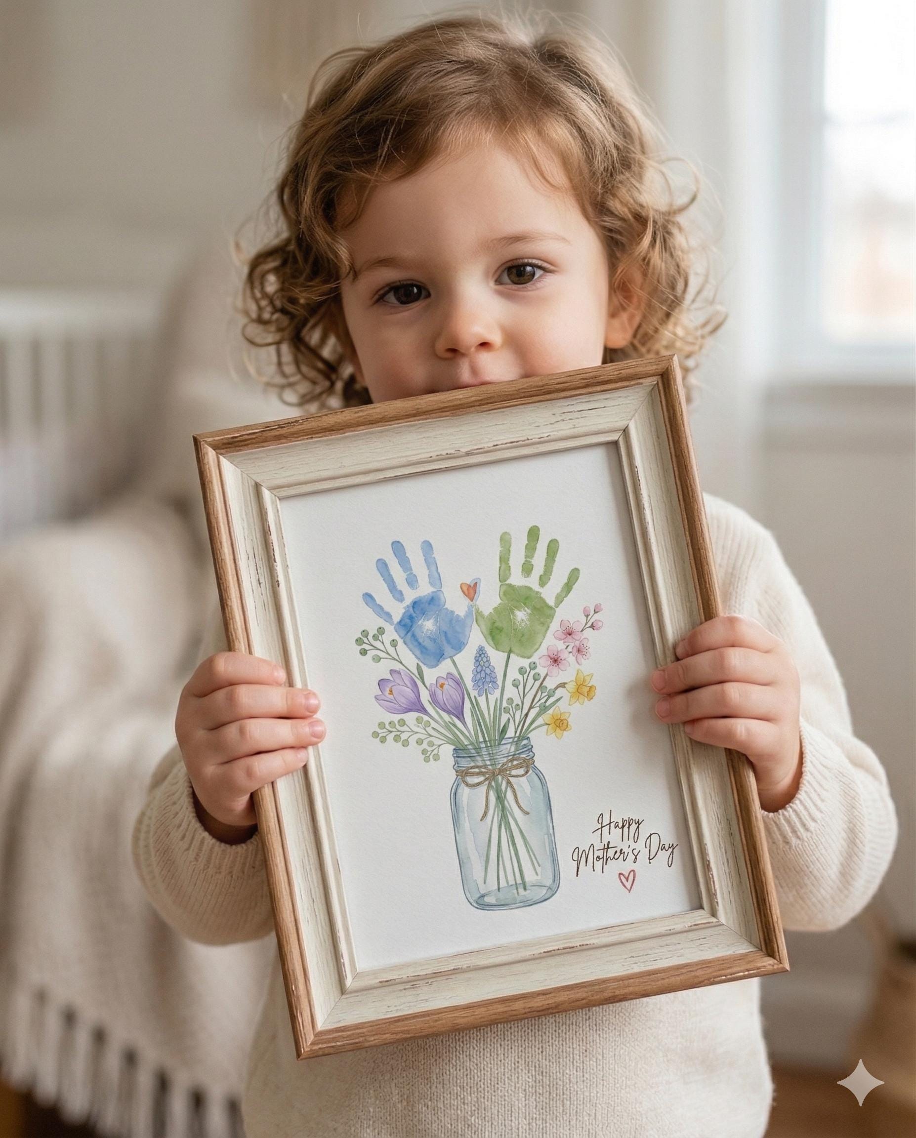 Flower Handprint Craft Art, Printable | Mothers Day, for Mom or Grandma ...