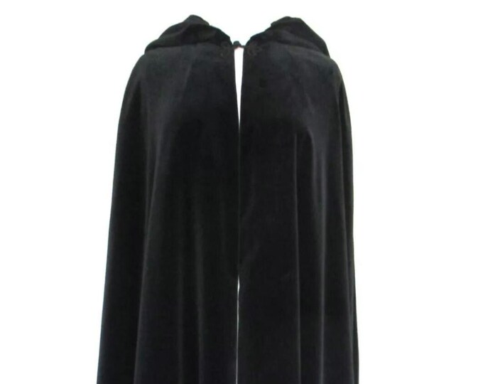 Vintage Velvet Cape, Black Velvet Cloak, Winter Wrap, Goth, Maxi Cape ...
