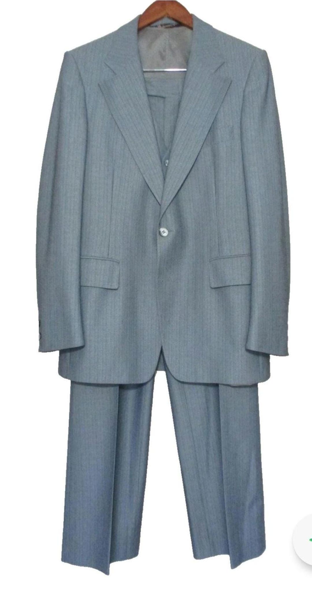 70s Gray Sharkskin Three Piece Suit - the Quicksilver Company - 40L ...
