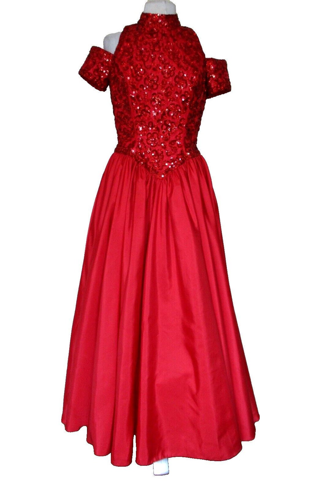 80s Prom Dress, Vintage Mike Benet Formals, Red Gown, M Women, Sequin ...