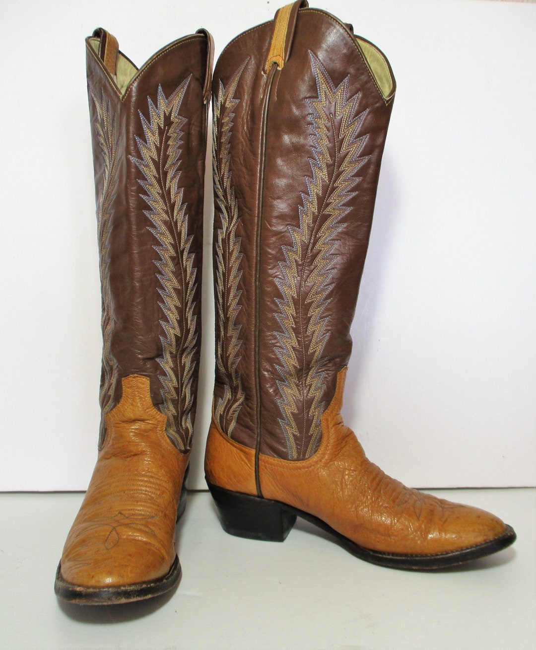 Vintage 1980s Larry Mahan's Boot Collection Western Boots Cognac ...