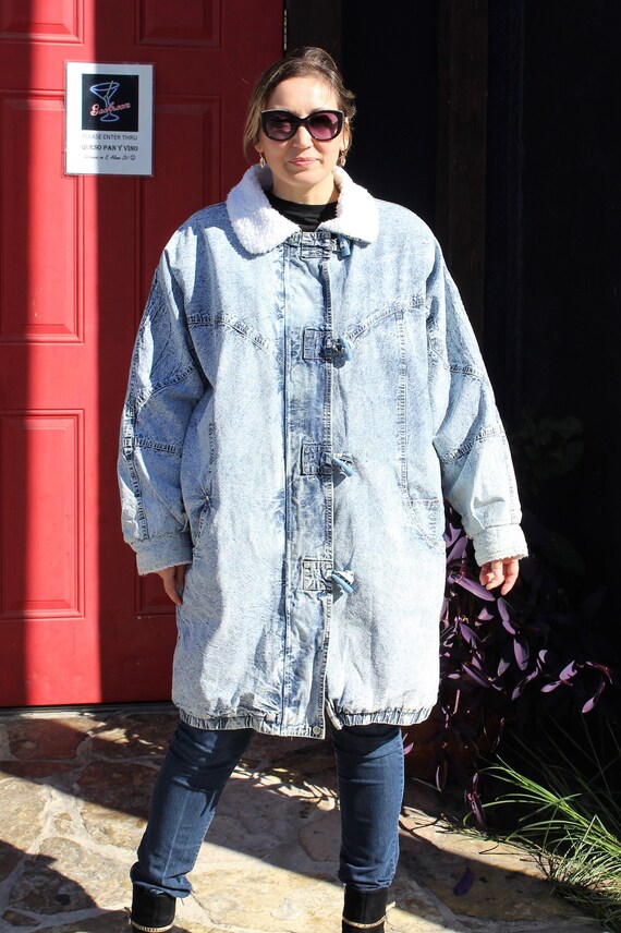 Andy John’s 1980s Acid Wash Denim Sherpa Coat - Gem