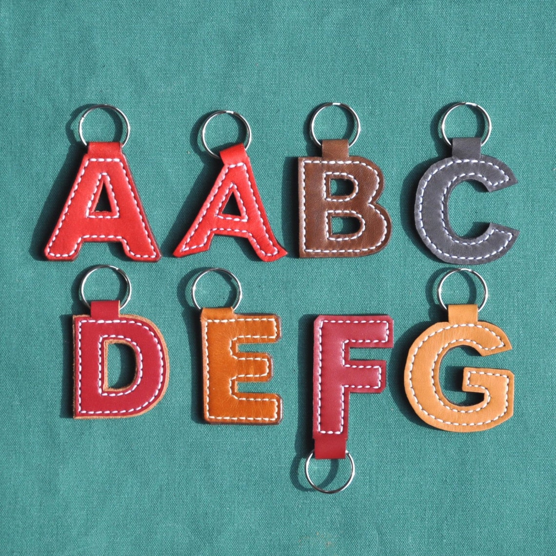 Handmade Genuine Leather 'initial' Keyring - Etsy