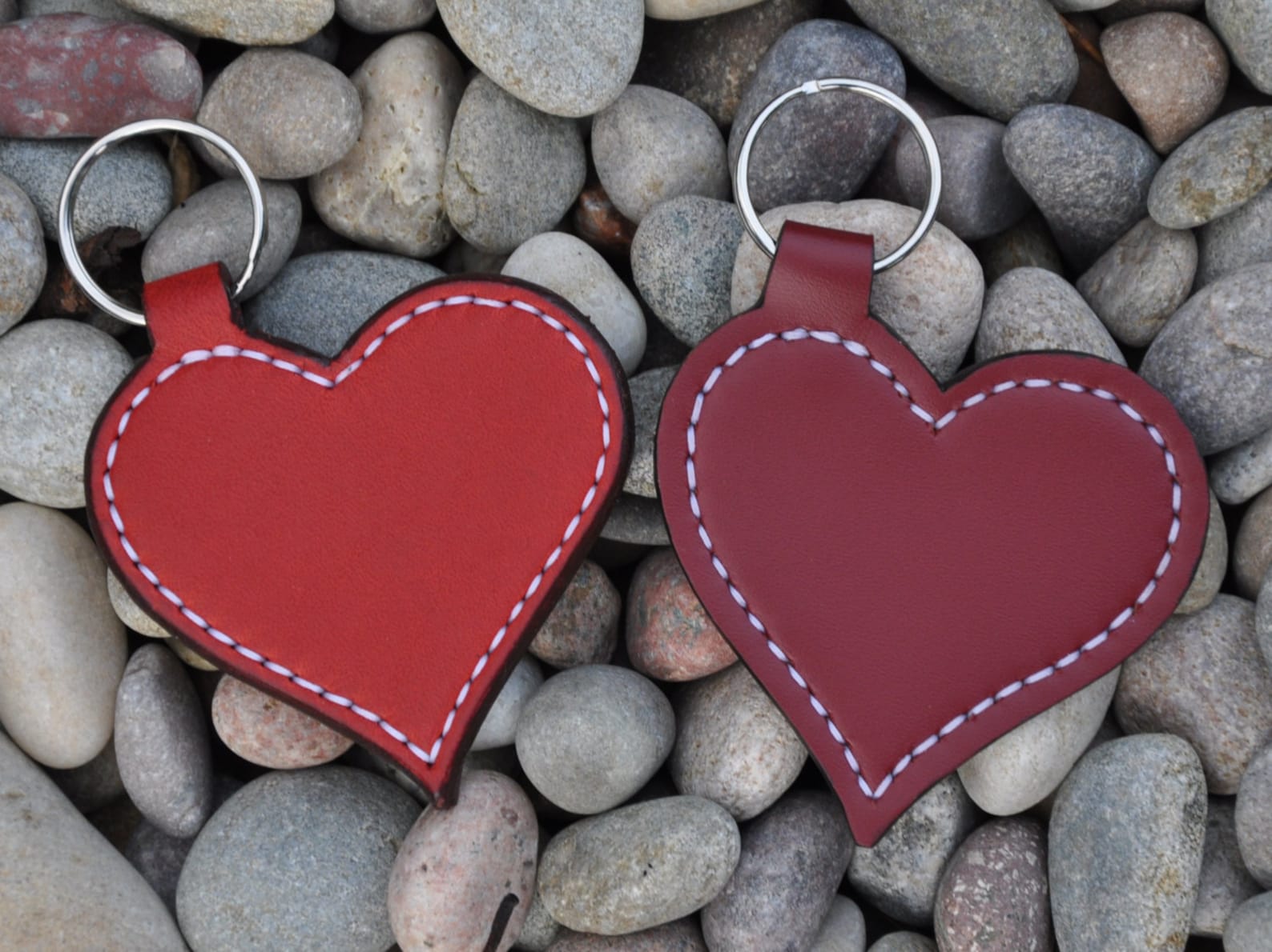 Genuine Leather Heart Keyring - Etsy