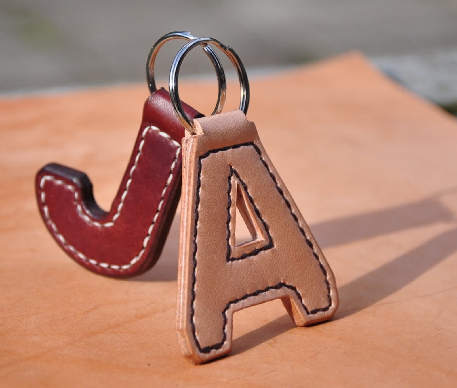 Handmade Genuine Leather 'initial' Keyring - Etsy