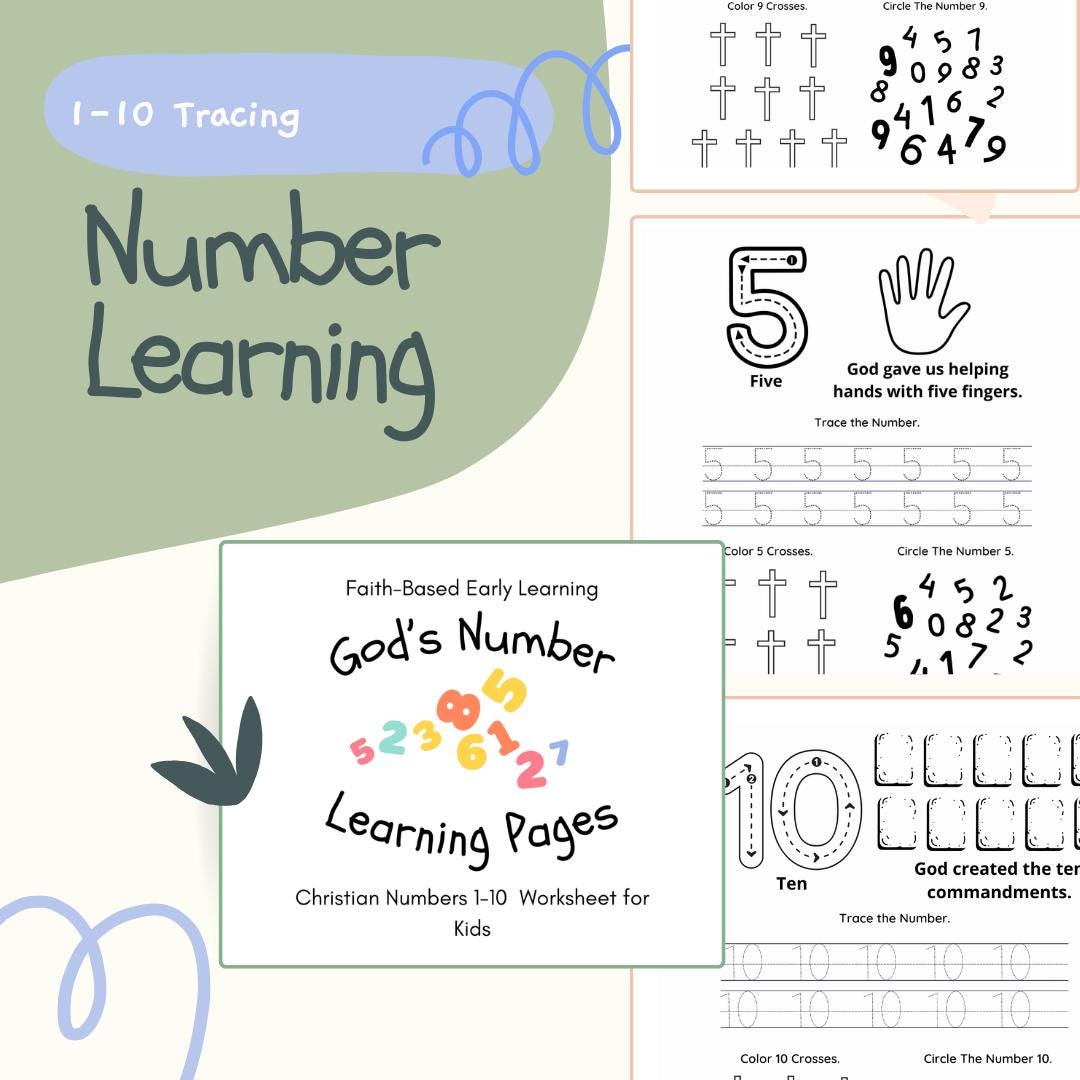 Christian Numbers 1–10 Worksheets for Preschool & Kindergarten | Faith ...