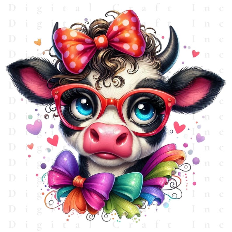 Rainbow Cow Clipart Bundle | Cow PNG Collection | Colorful Farm Animal ...