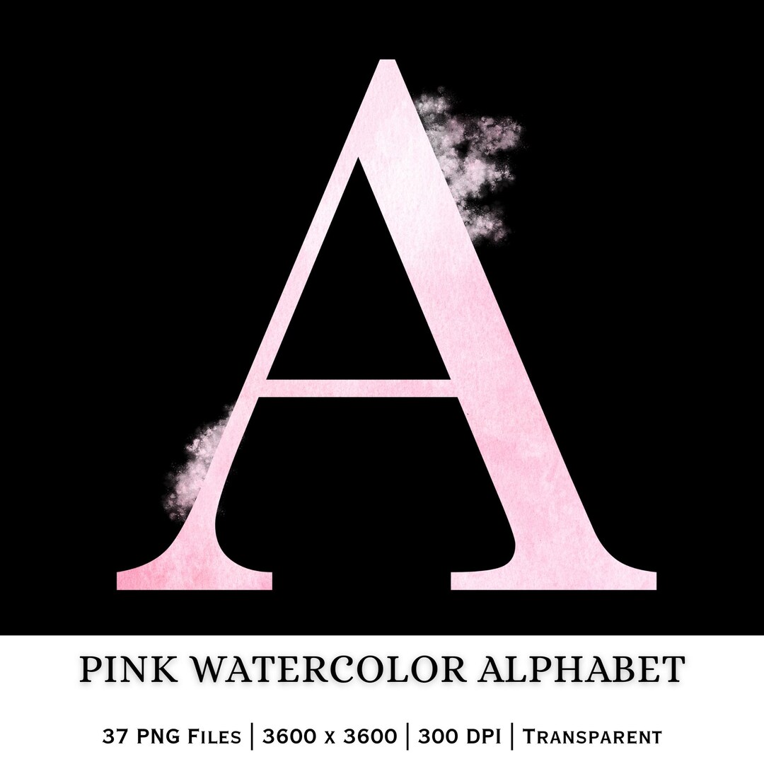 Pink Watercolor Alphabet PNG | Soft Letter Clipart A-Z Numbers Elegant ...