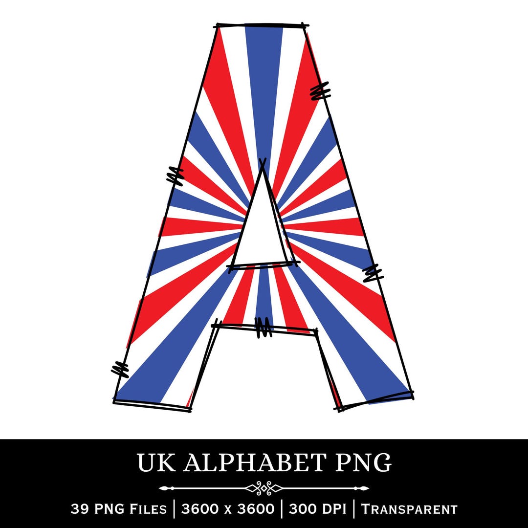 UK Flag Alphabet PNG | Union Jack Letter Clipart A-Z Numbers Symbols ...