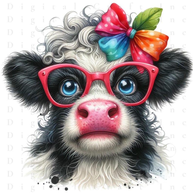 Rainbow Cow Clipart Bundle | Cow PNG Collection | Colorful Farm Animal ...