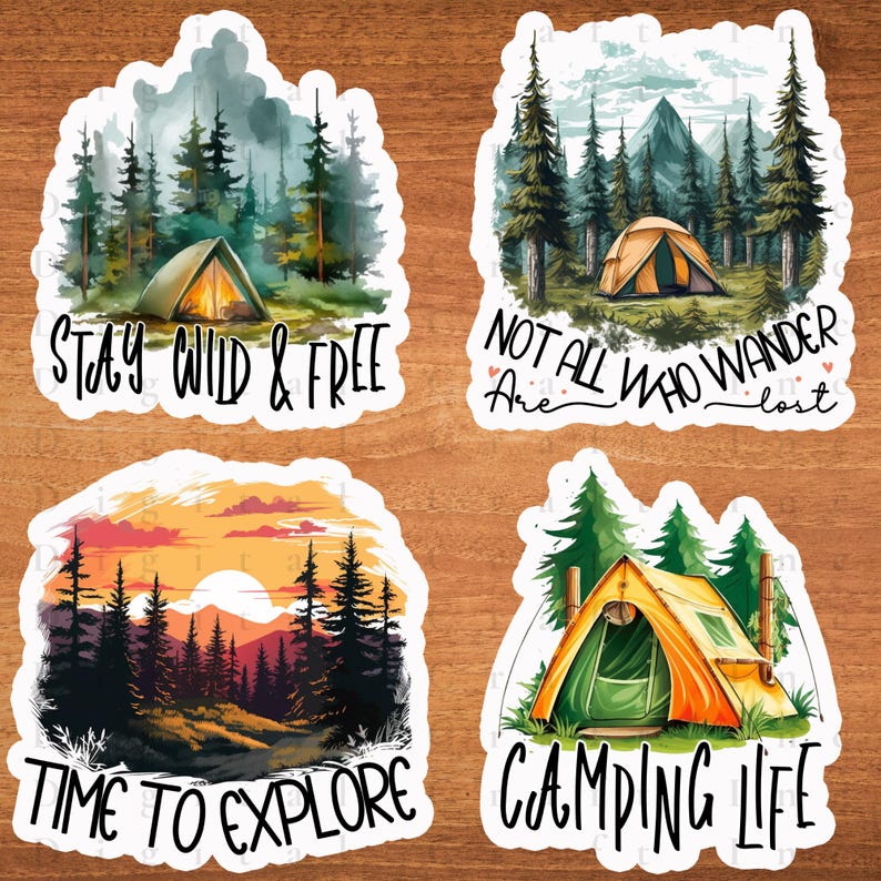 Camping Sticker Bundle | Outdoor Adventure Stickers | Camp Life PNG ...