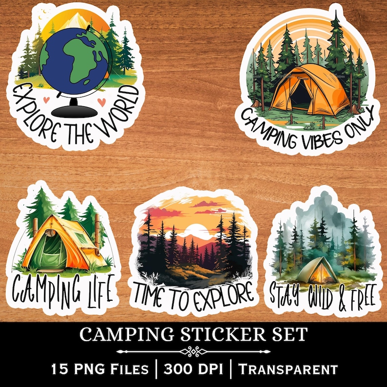 Camping Sticker Bundle | Outdoor Adventure Stickers | Camp Life PNG ...