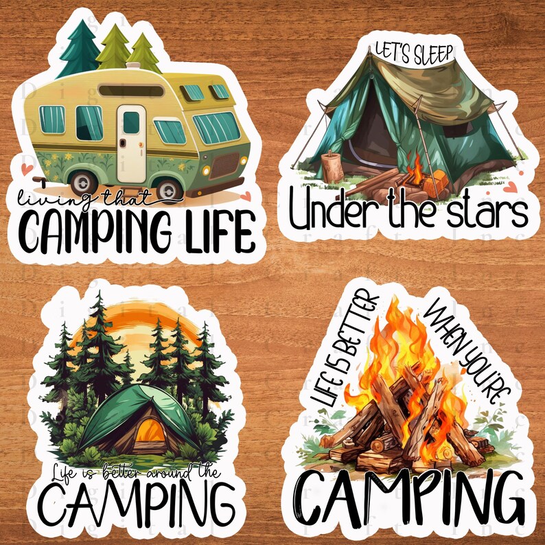 Camping Sticker Bundle | Outdoor Adventure Stickers | Camp Life PNG ...