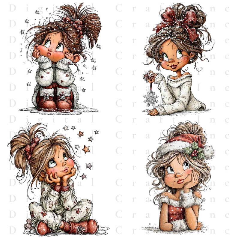 Watercolor Winter Girl Clipart Bundle | Cozy Fashion PNG Set | Holiday ...