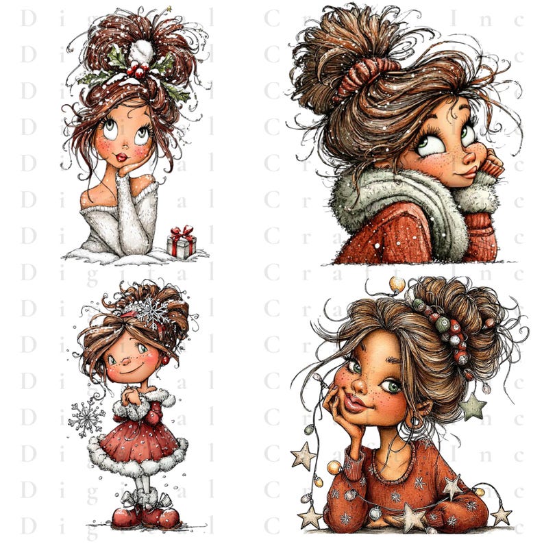 Watercolor Winter Girl Clipart Bundle | Cozy Fashion PNG Set | Holiday ...