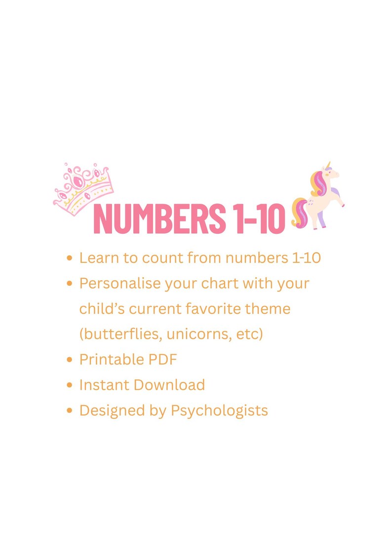 Printable Number Chart for Kids | Instant Download | PDF - Etsy