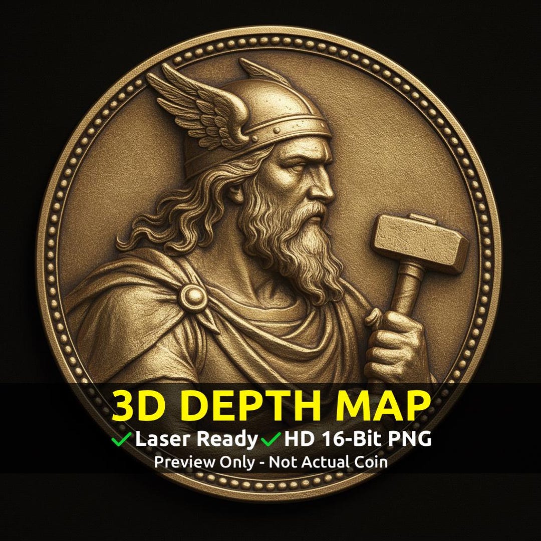 Challenge Coin 3D Depth Map, CNC PNG File, Fiber Laser, Lightburn ...