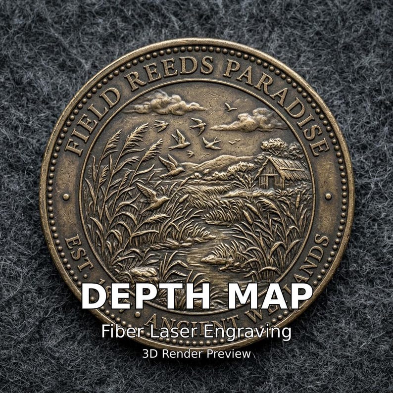 10x Challenge Coin 3D Depth Map, CNC PNG File, Fiber Laser, Lightburn ...