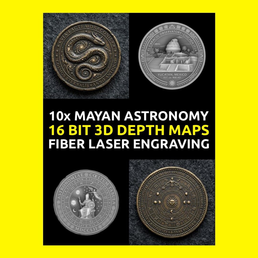 10x Challenge Coin 3D Depth Map, CNC PNG File, Fiber Laser, Lightburn ...