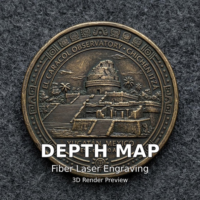 10x Challenge Coin 3D Depth Map, CNC PNG File, Fiber Laser, Lightburn ...
