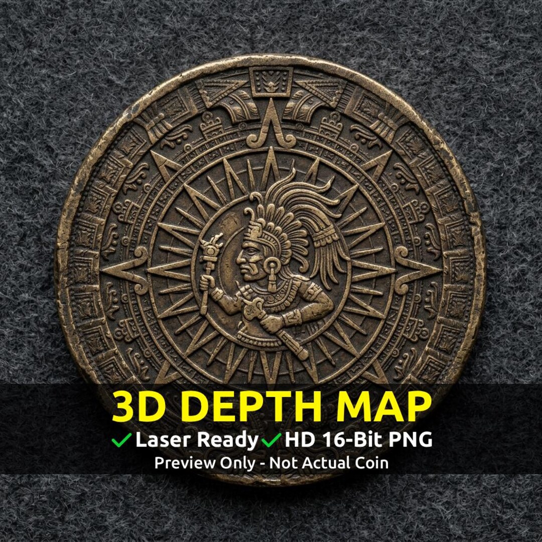Coin Depth Map, Fiber Laser Engraving File, Lightburn, Grayscale Height ...