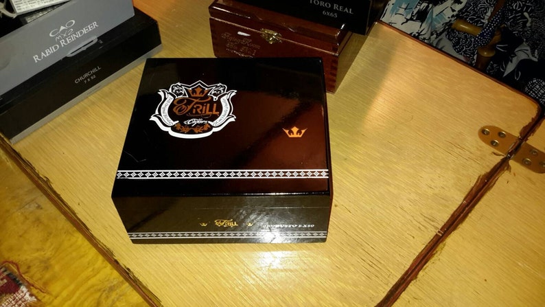 Cigar Box Trill Black & Gold Tray Bottom Natural Interior | Etsy