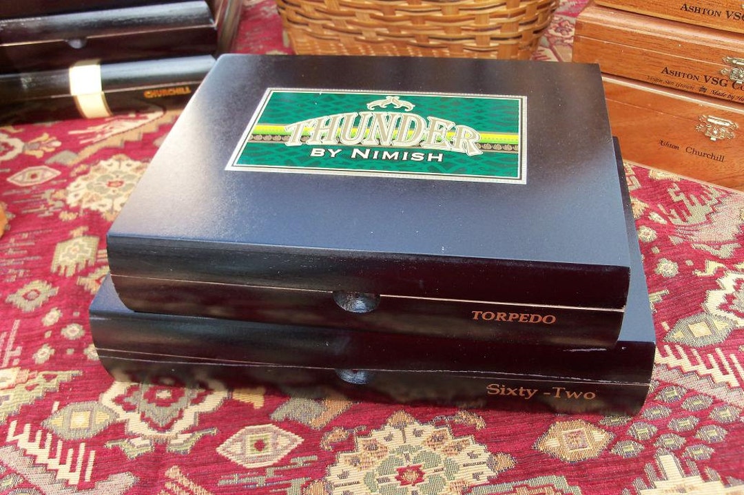Cigar Box Black Laquer Wooden Chest Thunder Treasure Storage by ...